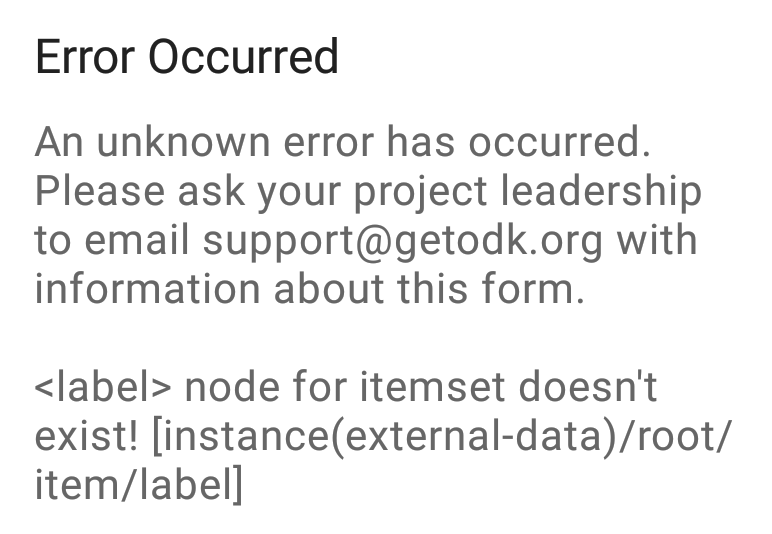 Improve error message when missing name or value field for select · Issue #5060 · getodk/collect ...