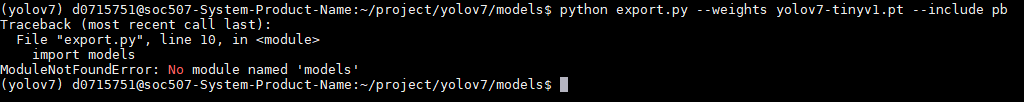 export.py ModuleNotFoundError: No module named 'models' · Issue #266 · WongKinYiu/yolov7 · GitHub