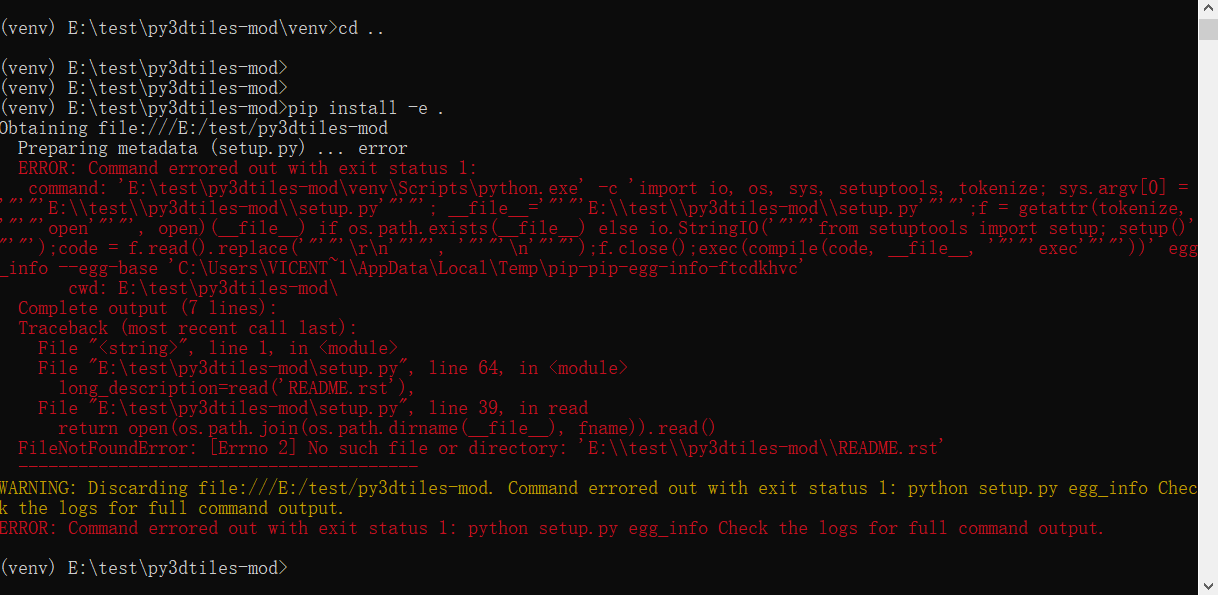 安装的问题 · Issue #1 · Zoulei-CSU/py3dtiles-mod · GitHub
