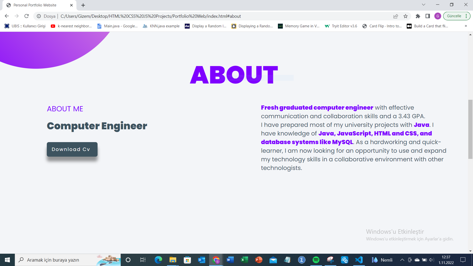 GitHub - Gizemsener14/Personal-Portfolio-Website: I create for myself a ...