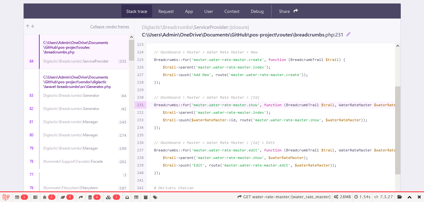 Model not found · Issue #36 · diglactic/laravel-breadcrumbs · GitHub