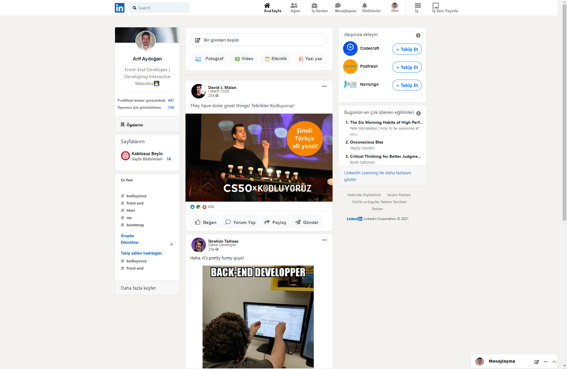 GitHub - arifaydogan0/Project18-Bootsrap-Linkedin-Clone: Frontend ...