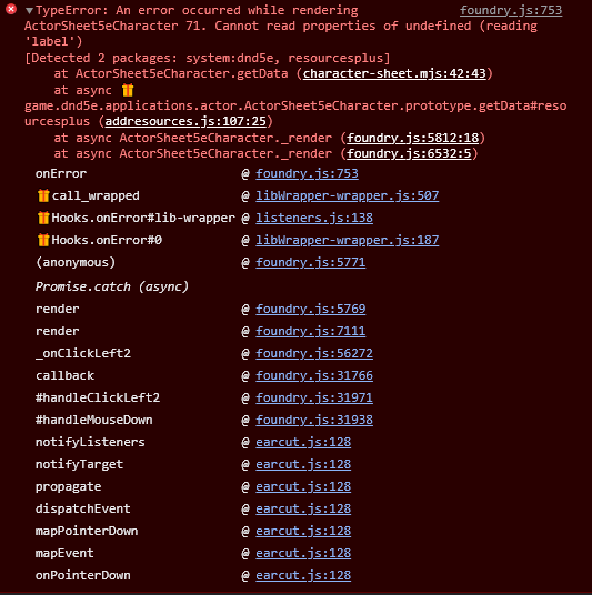[BUG] - Cannot open Character Sheet · Issue #2606 · foundryvtt/dnd5e · GitHub