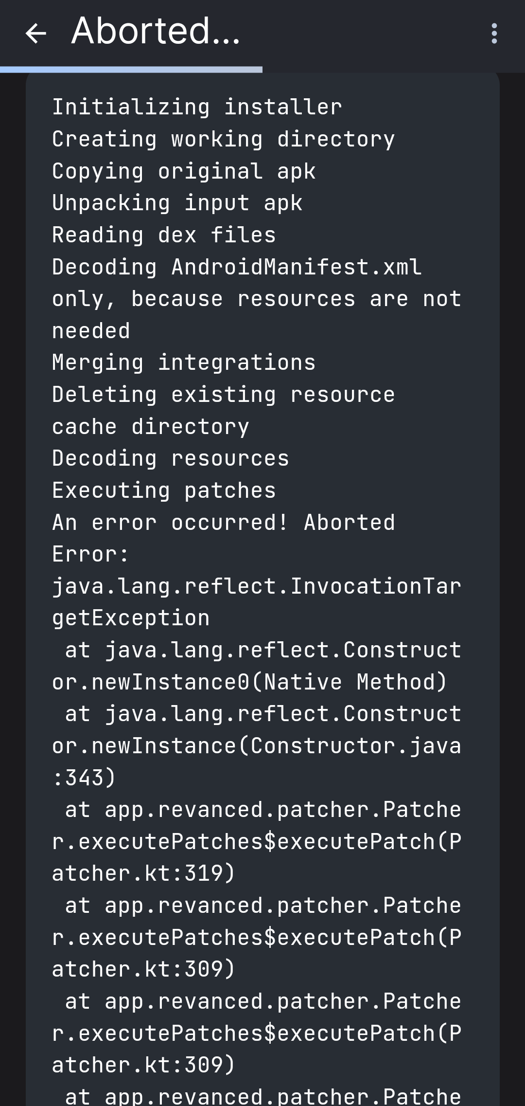 Aborted · Issue #1081 · ReVanced/revanced-manager · GitHub