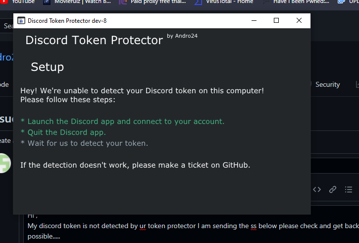 Token Not Dtected · Issue #32 · andro2157/DiscordTokenProtector · GitHub