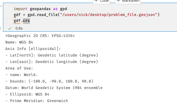 BUG: CRS being reset to EPSG 4326 when file saved to GeoJSON and re-loaded · Issue #2226 ...