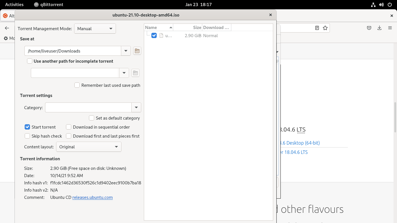When adding a torrent, the window that appears is bigger than the ...