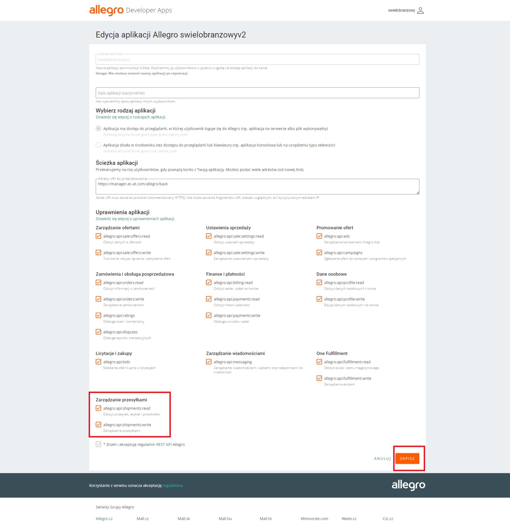 PILNE! Podczas edycji aplikacji nie działa przycisk "Zapisz" · Issue #7839 · allegro/allegro-api ...