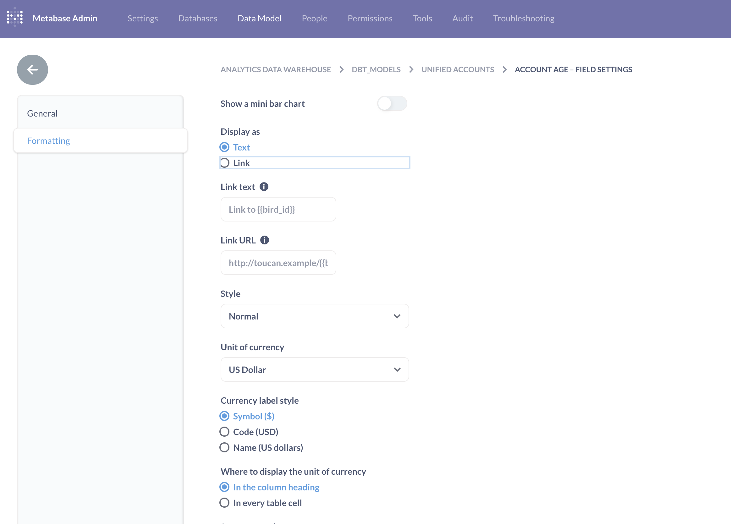 Formatting for field in Data Modeling is no longer working · Issue #30920 · metabase/metabase ...