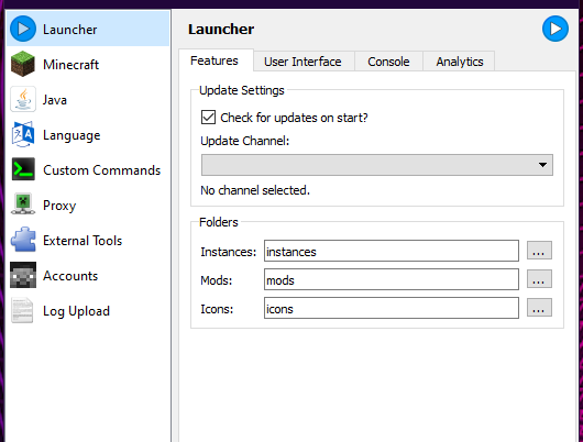 Unable to Select Update Channel · Issue #4395 · MultiMC/Launcher · GitHub