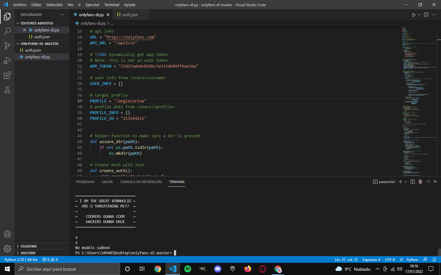 "No models subbed" · Issue #155 · k0rnh0li0/onlyfans-dl · GitHub