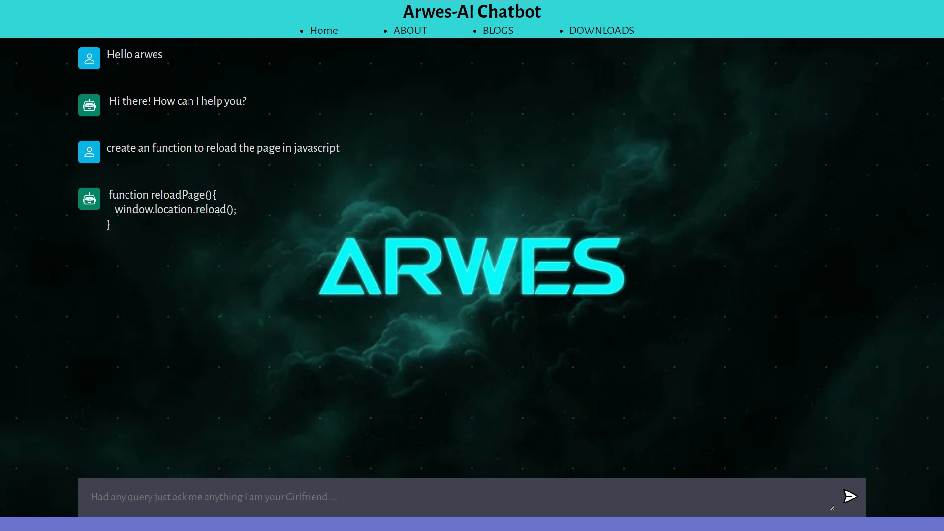 GitHub - girishladha/Arwes-AI-powered-chatbot: It uses natural language processing and ...