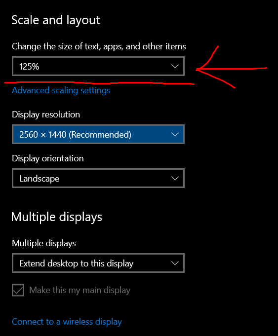Scaling of display (Scale and layout) causes wrong behavior of unity game apps when launching ...