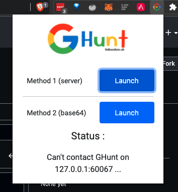 Method 1 launch failure: Can't contact GHunt on 127.0.0.1:60067 · Issue #1 · mxrch/ghunt ...