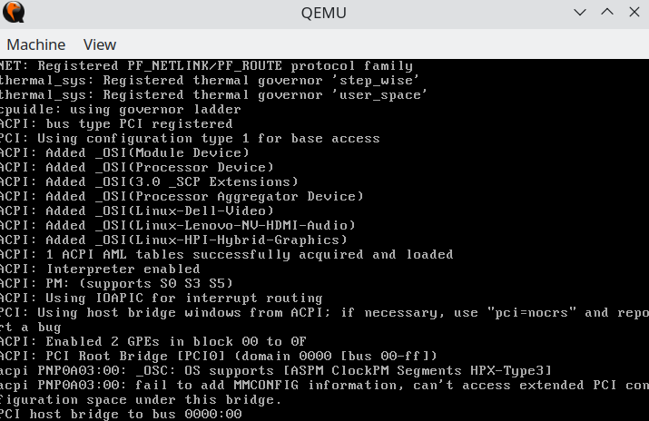 Can't launch the VM: fail to add MMCONFIG information, can’t access extended PCI configuration ...