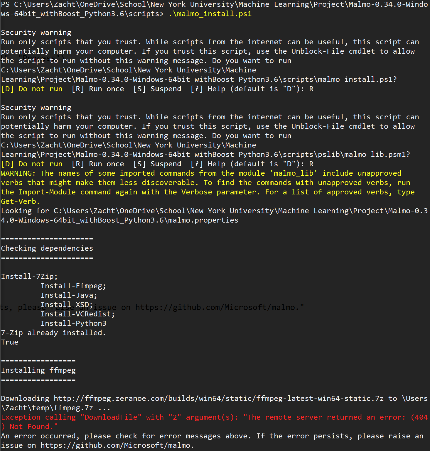 Error Installing ffmpeg using malmo_install.ps1 on Windows · Issue #678 · microsoft/malmo · GitHub