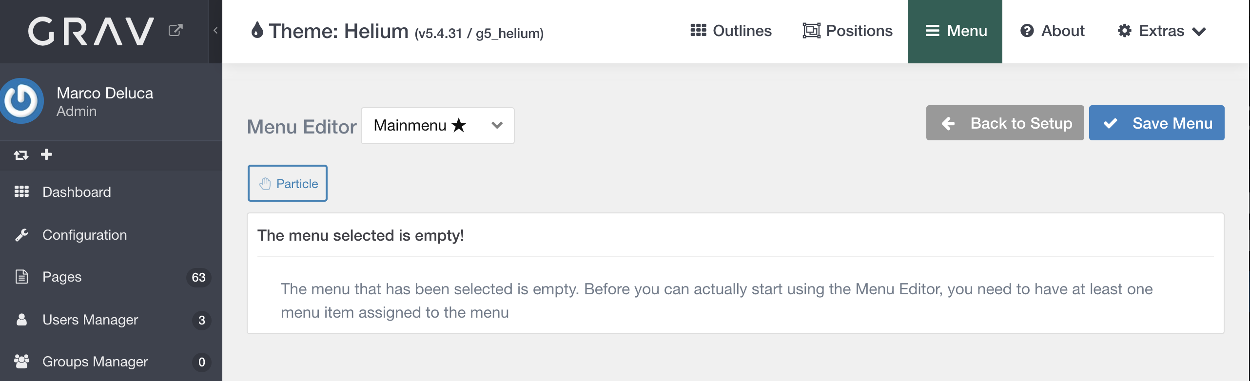 The menu selected is empty! · Issue #1789 · getgrav/grav-plugin-admin · GitHub