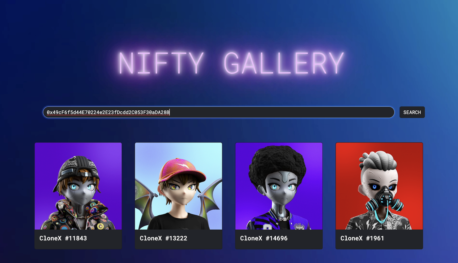 GitHub - rachjiang/Nifty-Gallery: Front end focused project - displays ...