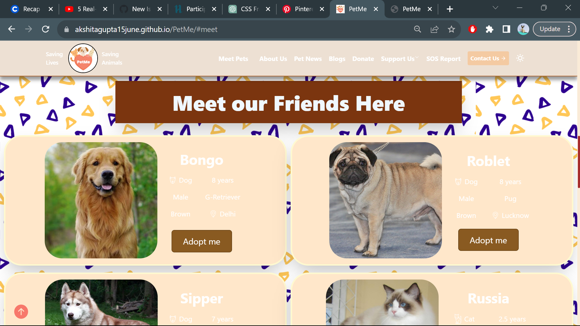Updating "Meet our friends" section · Issue #1331 · akshitagupta15june/PetMe · GitHub