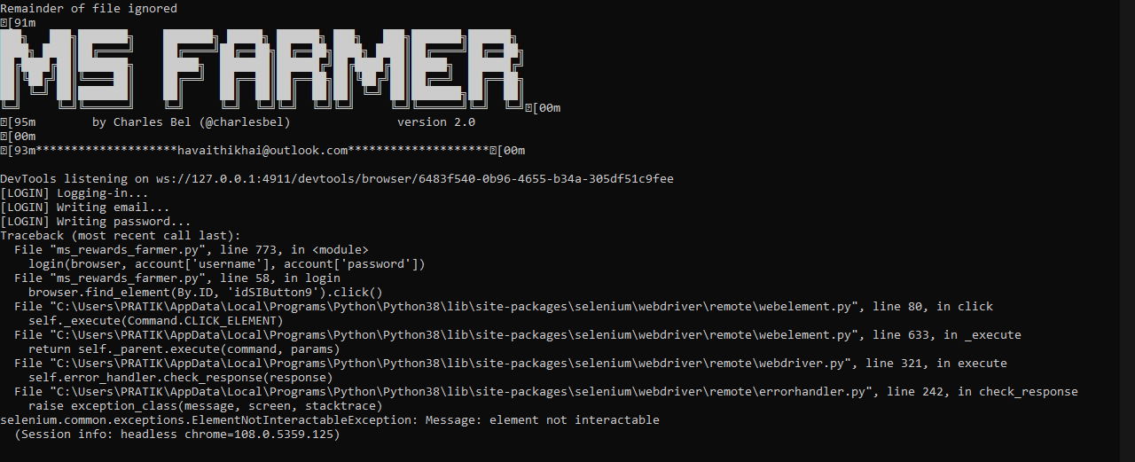 Error Please Help · Issue #138 · charlesbel/Microsoft-Rewards-Farmer · GitHub