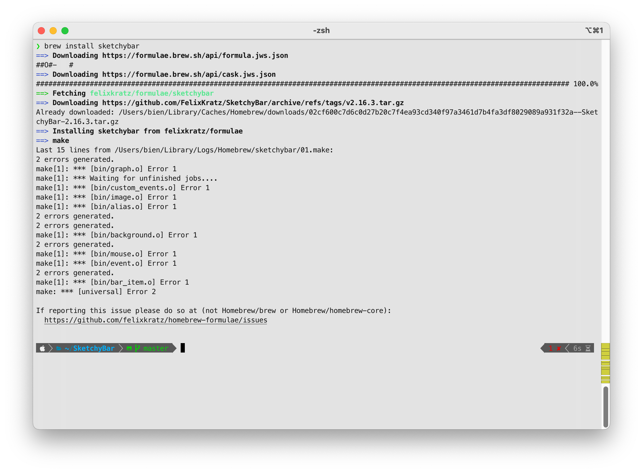 Brew install does not work · Issue #5 · FelixKratz/homebrew-formulae ...
