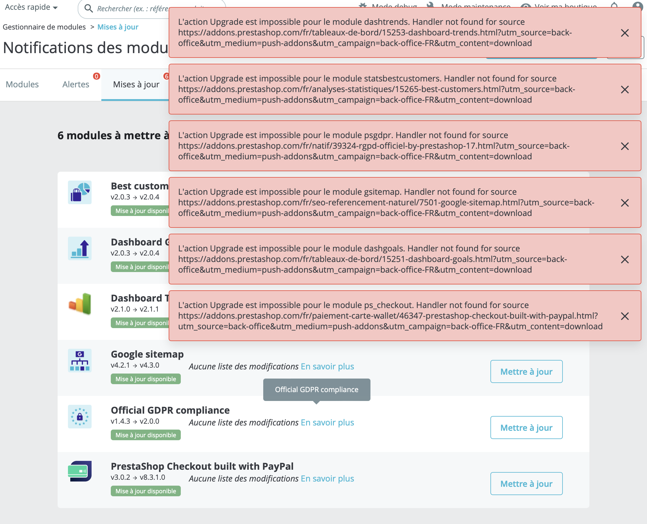 Cannot Upgrade module xxxxxx. Handler not found for source · Issue #32129 · PrestaShop ...