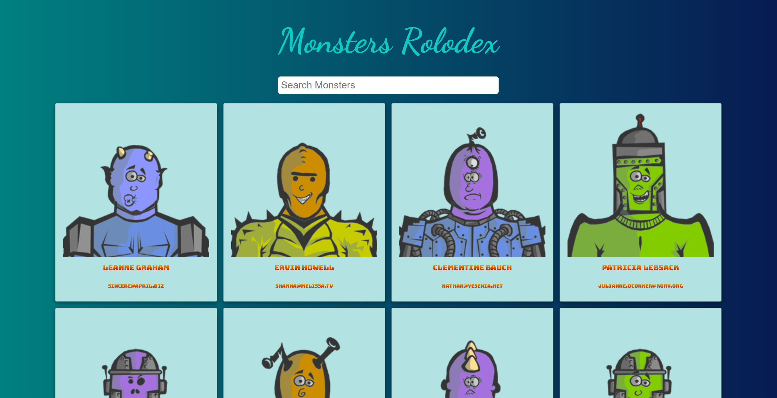 GitHub - tohumcuugur/Monster-Rolodex-With-Class-Components: Monster filter app for better ...