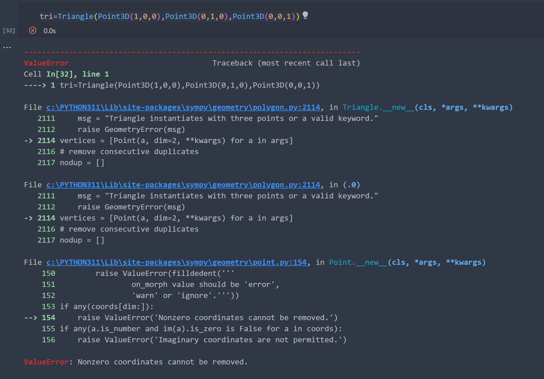 Triangle is not generated by Point3D method · Issue #24988 · sympy/sympy · GitHub
