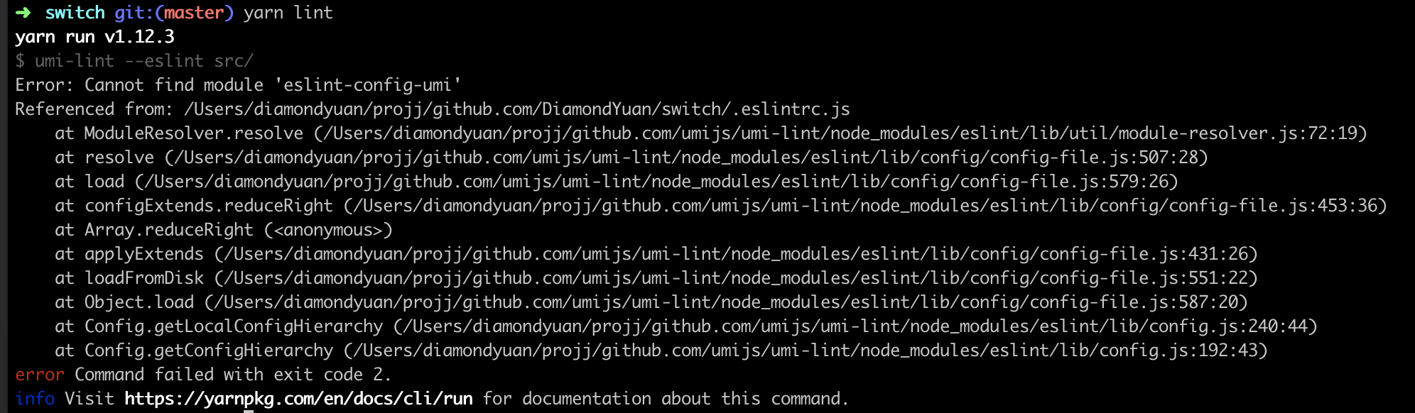 can't find module eslint-config-umi · Issue #2519 · umijs/umi · GitHub