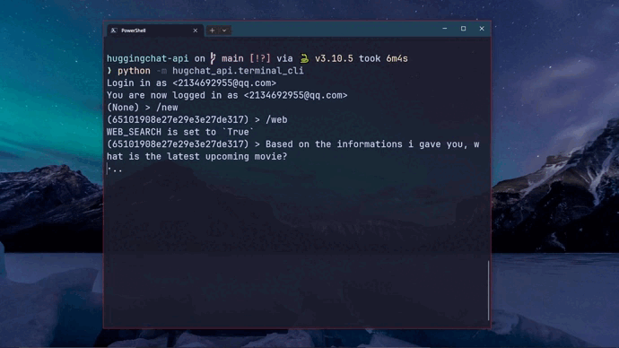 GitHub - ogios/huggingchat-api: huggingface.co/chat api. Fixed stream response & web search.