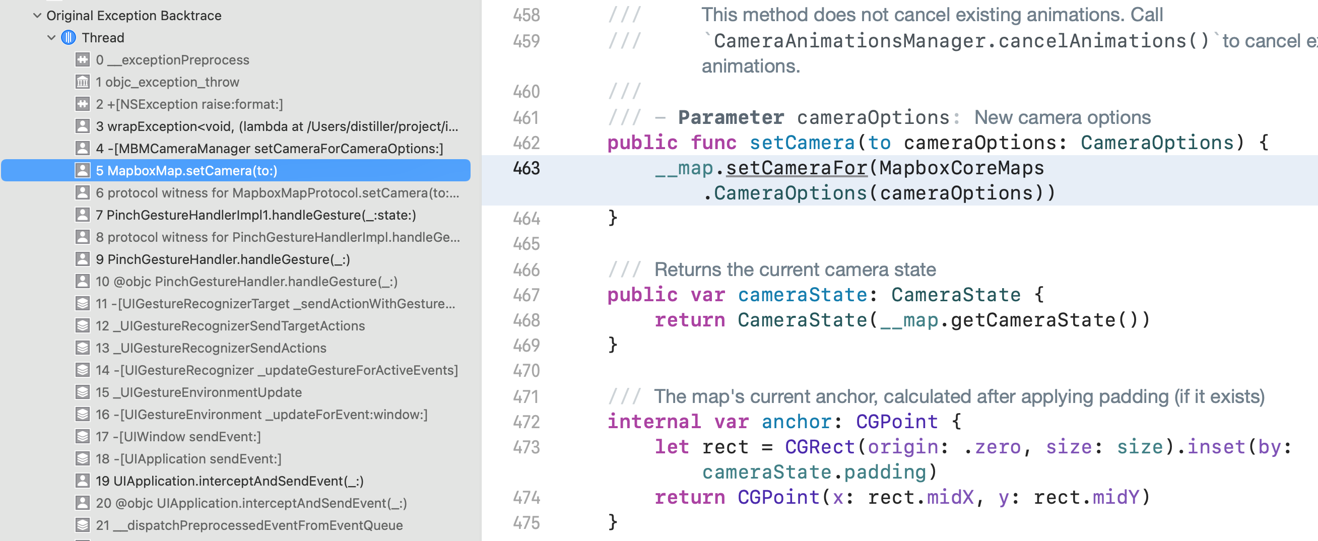 PinchGestureHandler (MBMCameraManager) crash · Issue #1029 · mapbox/mapbox-maps-ios · GitHub