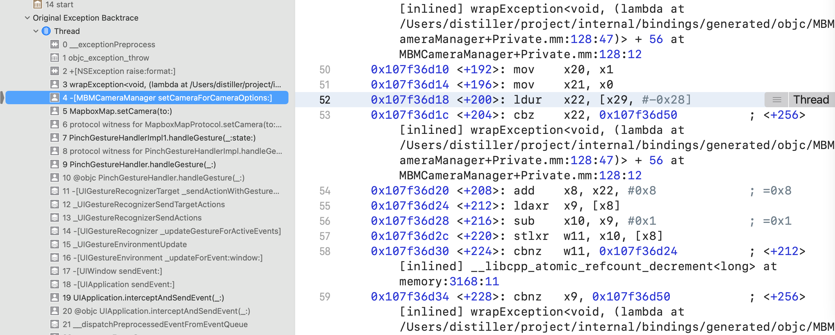 PinchGestureHandler (MBMCameraManager) crash · Issue #1029 · mapbox/mapbox-maps-ios · GitHub