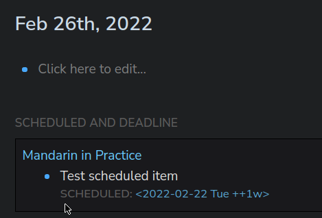 weekly scheduling shows up in every daily journal · Issue #4393 ...