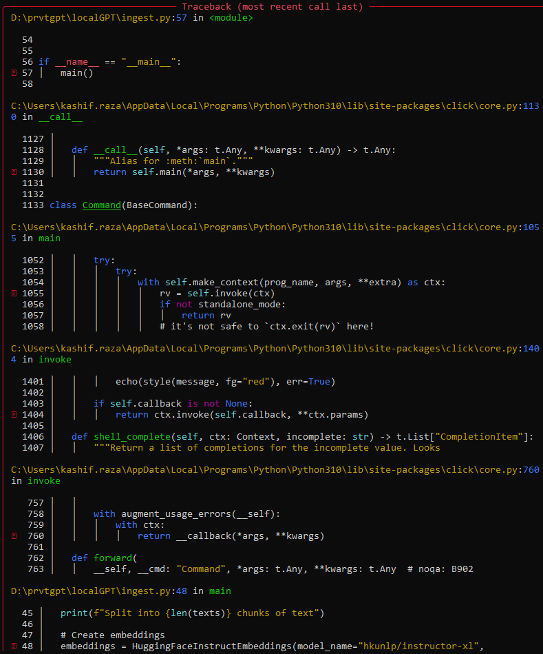 Embeddings python ingest.py --device_type cpu error · Issue #29 · PromtEngineer/localGPT · GitHub