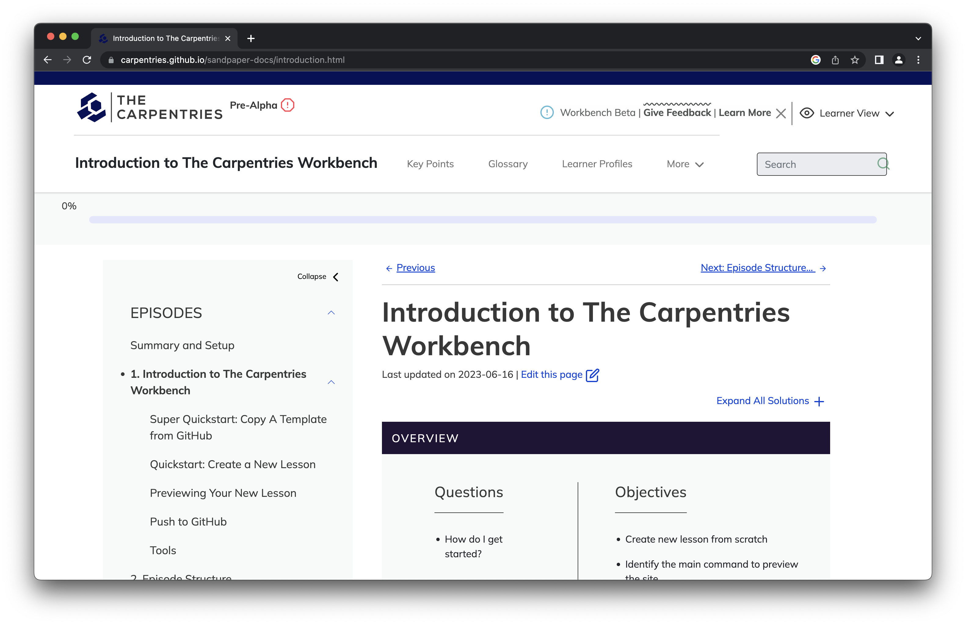 Improve readability of the Episode overview · Issue #57 · carpentries/workbench · GitHub
