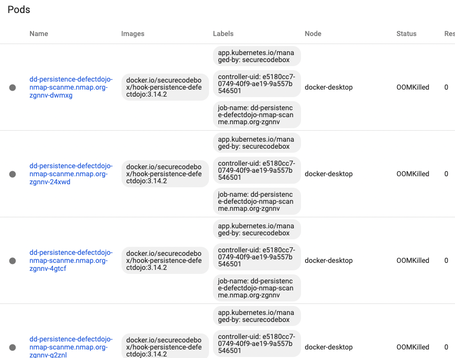 Defect Dojo hook pods killed with OOMS message. No report uploaded in defect dojo · Issue #1305 ...