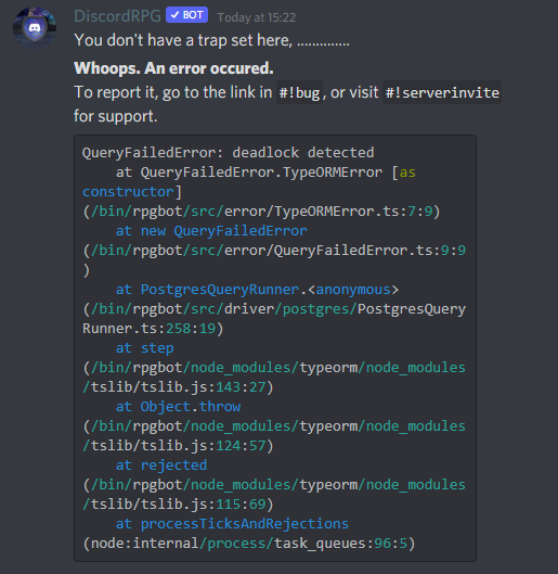 🐛 Bug Report: trap error · Issue #1160 · DiscordDungeons/Bugs · GitHub