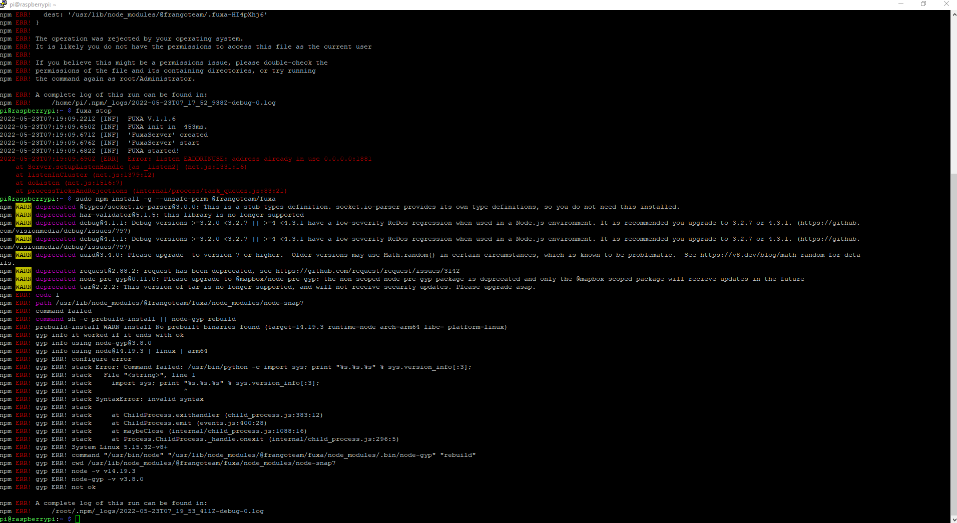 Error while installing fuxa · Issue #363 · frangoteam/FUXA · GitHub