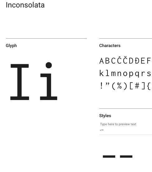 Inconsolata rendering HYPHEN MINUS (-) U+002D same as EN DASH (–) U+ ...