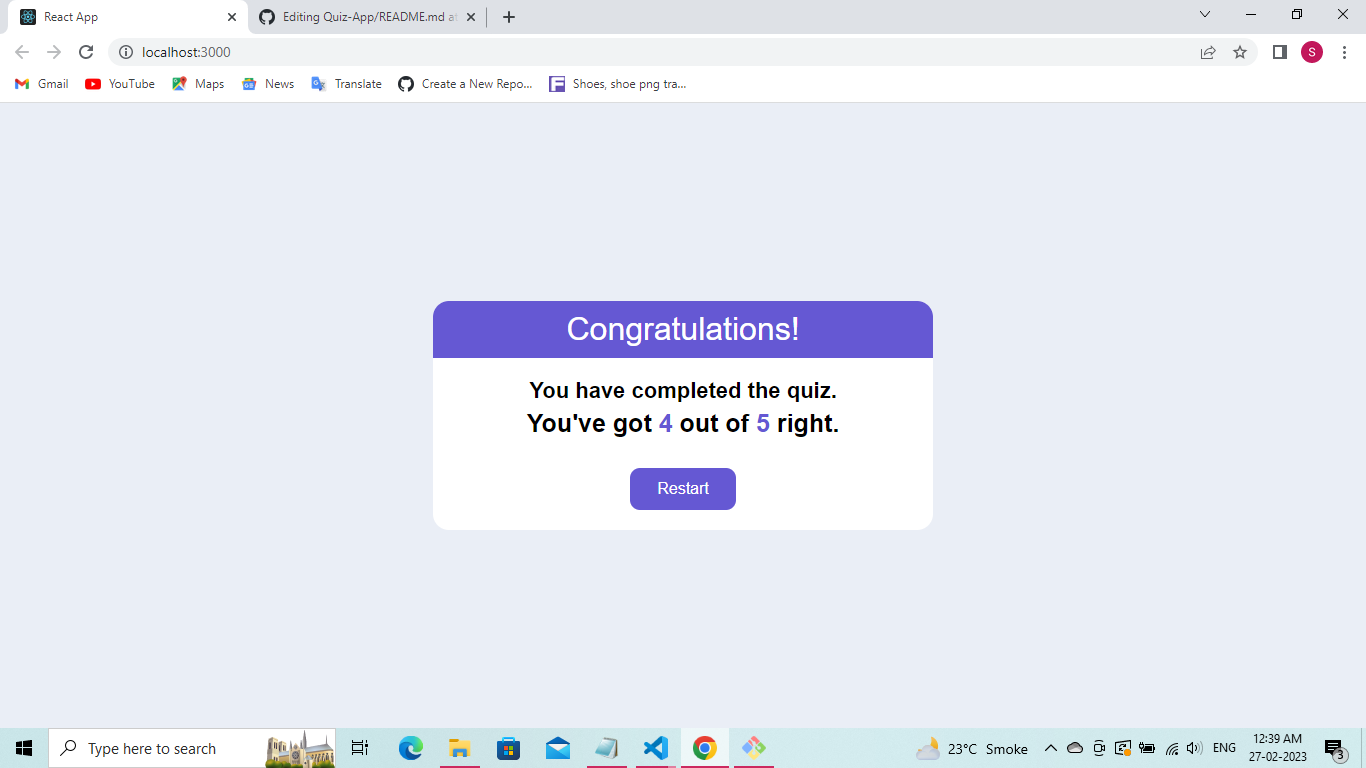 GitHub - thakkarshrey/Quiz-App: This is a simple client side quiz app