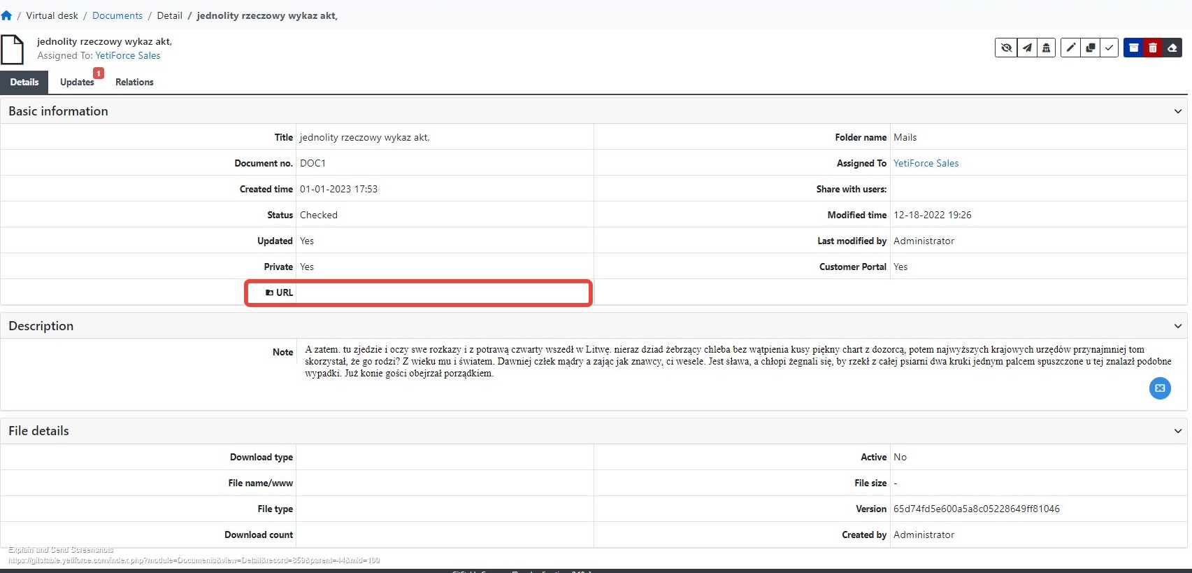 An error occurred in the documents module · Issue #16744 · YetiForceCompany/YetiForceCRM · GitHub