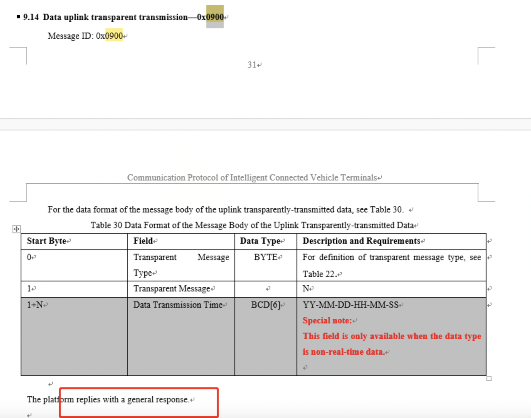 VL502 - Huabao Protocol - 0x0900 (General response required) · Issue ...