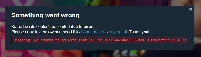 Error No status found with that ID. · Issue #53 · dimdenGD/OldTwitter ...