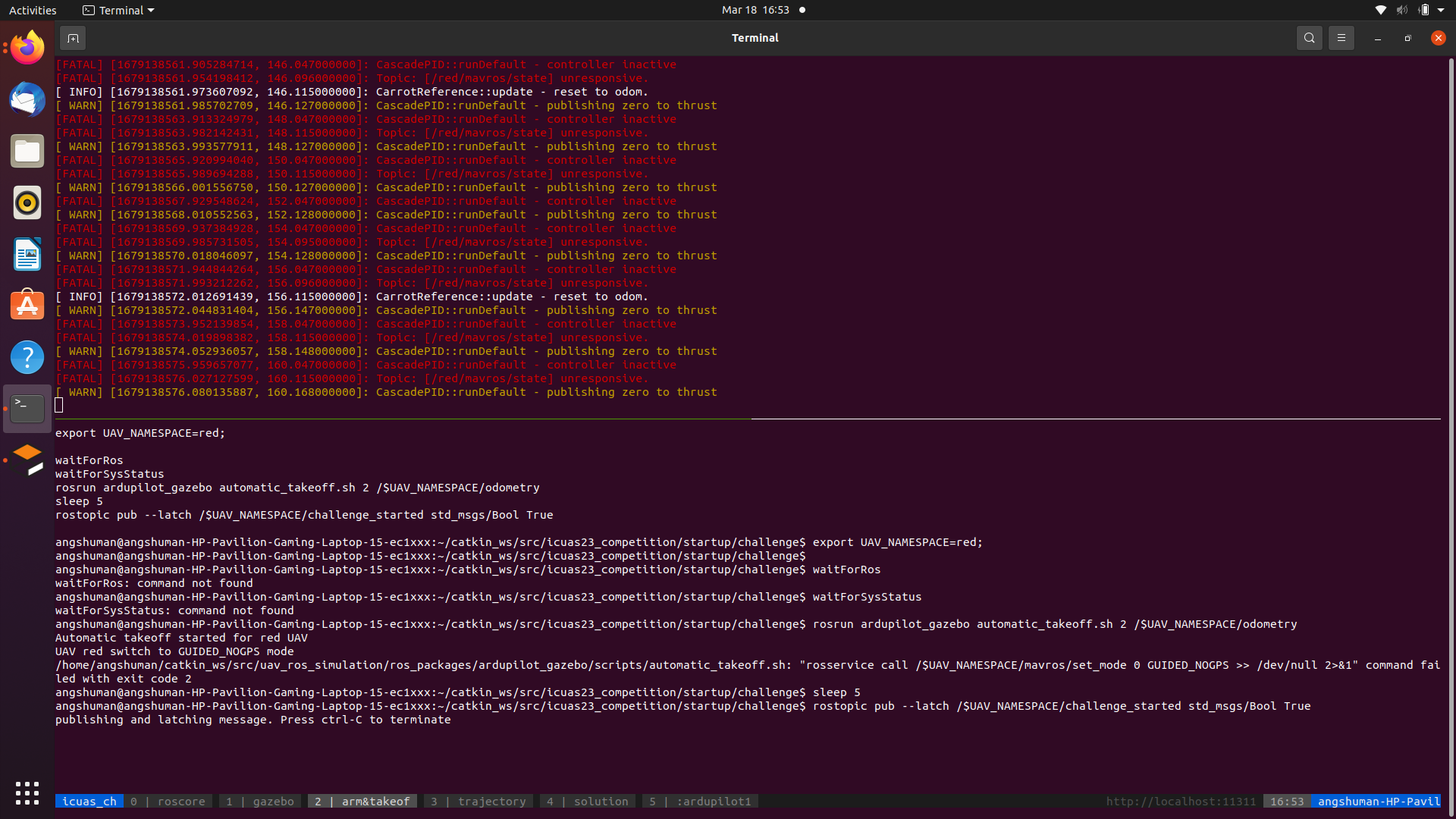 Launch file working but drone is not getting armed and not taking off · larics icuas23 ...
