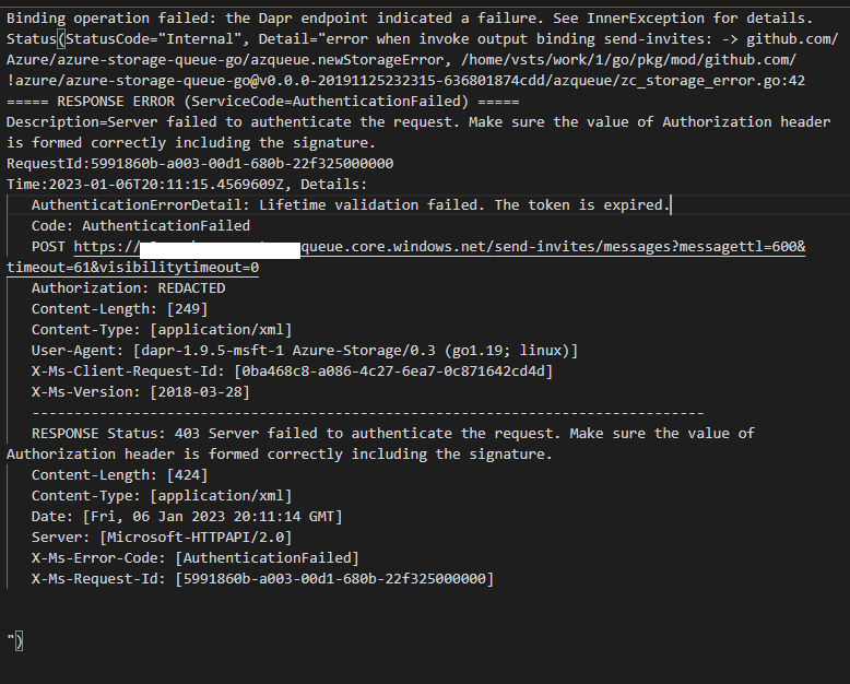 Dapr's AAD credentials expired, and it is not retrieving a new access ...