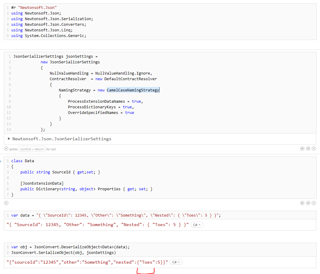 JsonExtensionData and camel case serialization · Issue #1077 · JamesNK/ Newtonsoft.Json · GitHub