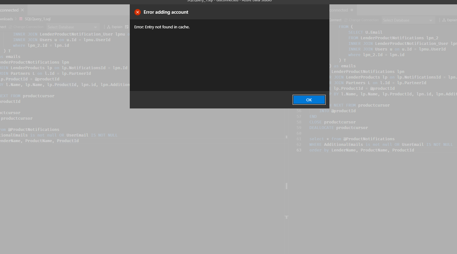 ERR Error while adding account: Error: Entry not found in cache. · Issue #8236 · microsoft ...