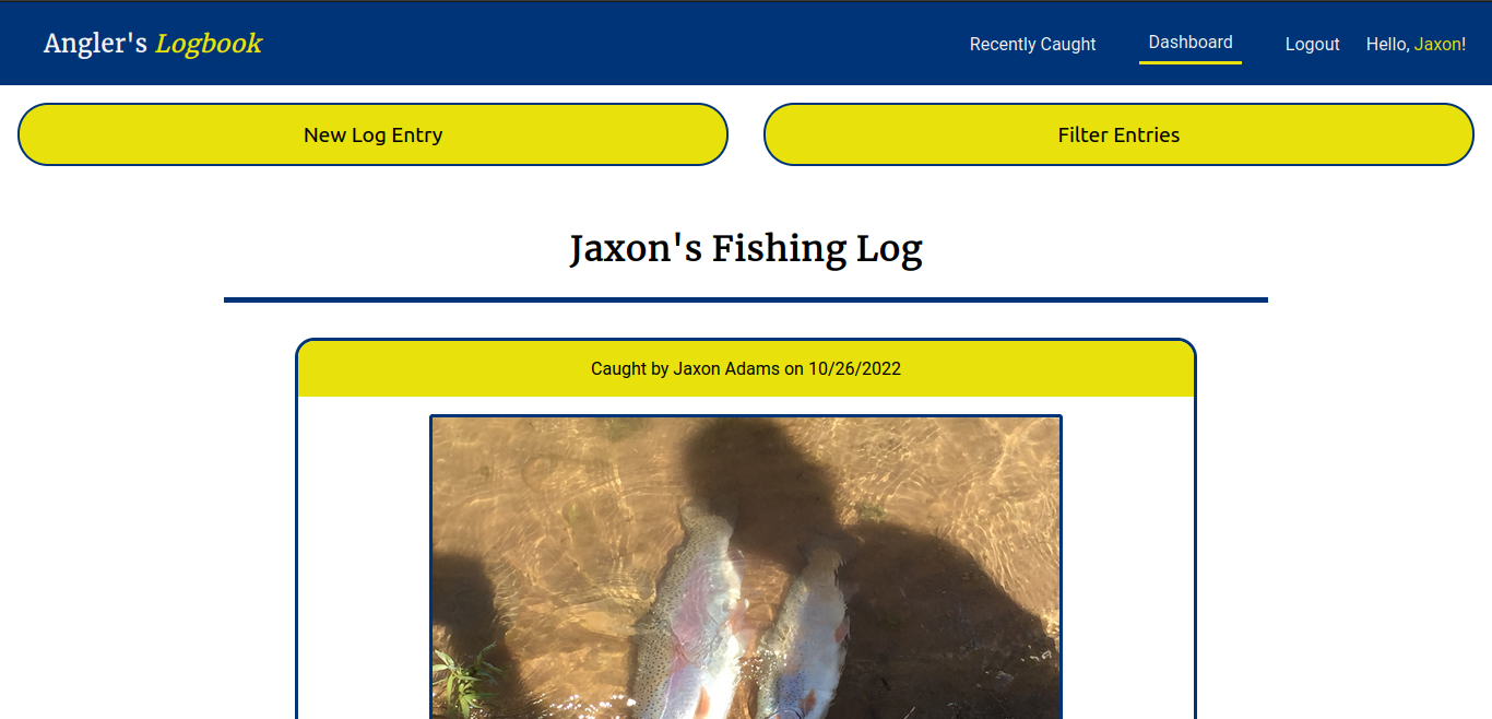 GitHub - JaxonAdams/angler-logbook: Fishing Log 2.0, Built with the MERN stack.