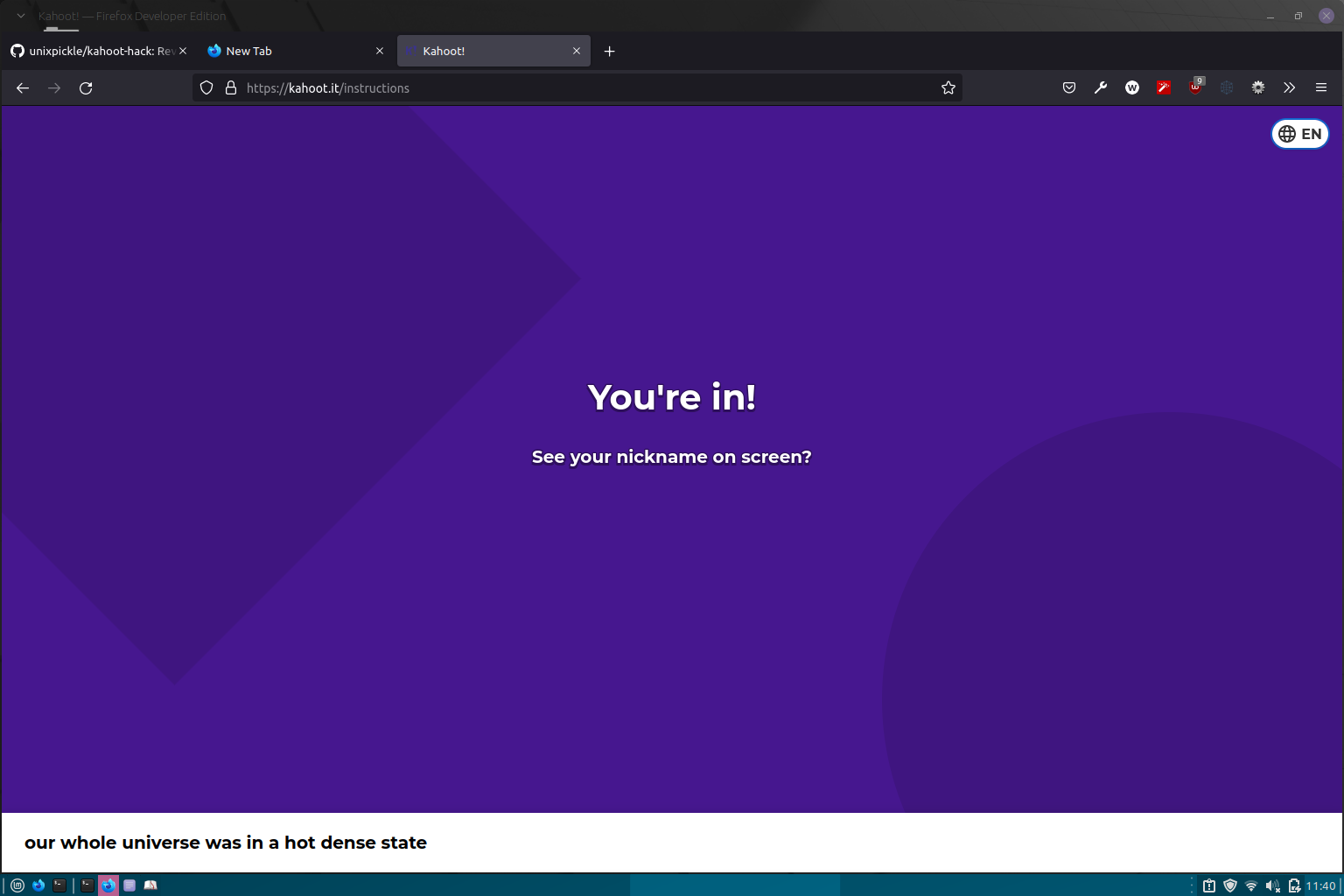 you could have just changed max length :powercry: · Issue #189 · unixpickle/kahoot-hack · GitHub