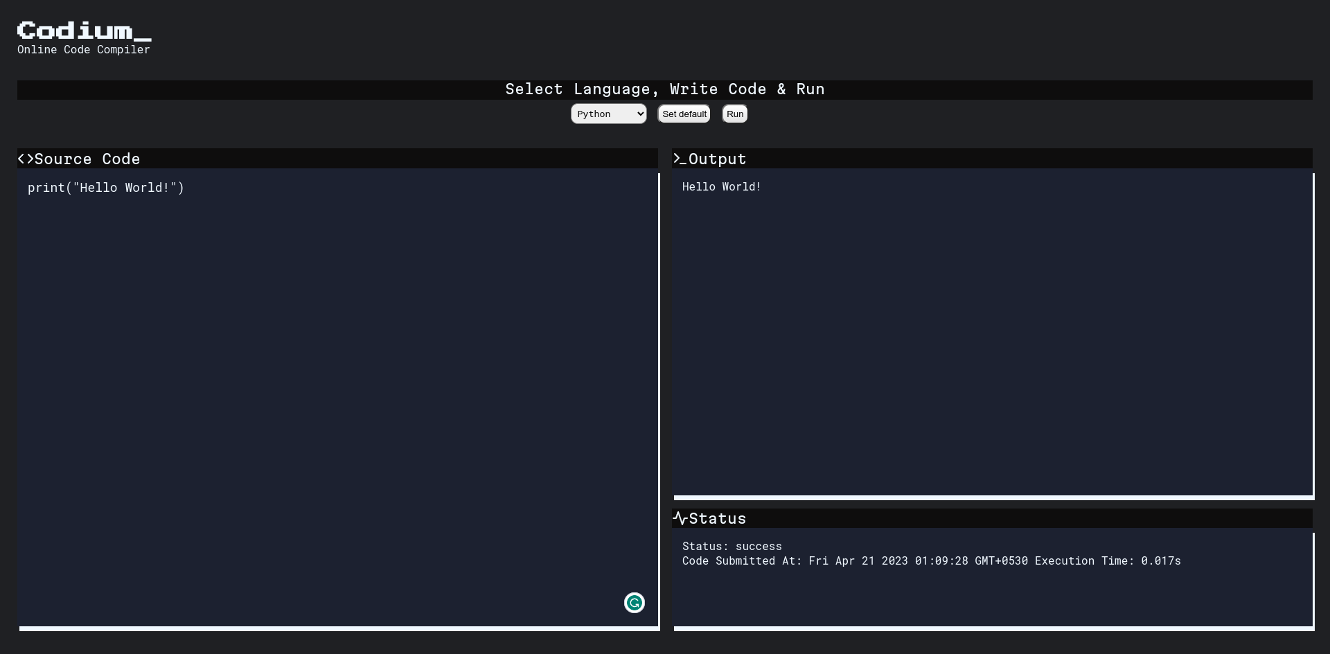 GitHub - ankan-hazra-roni/Codium_: It's a ONLINE CODE COMPILER which can run Python, C++ ...
